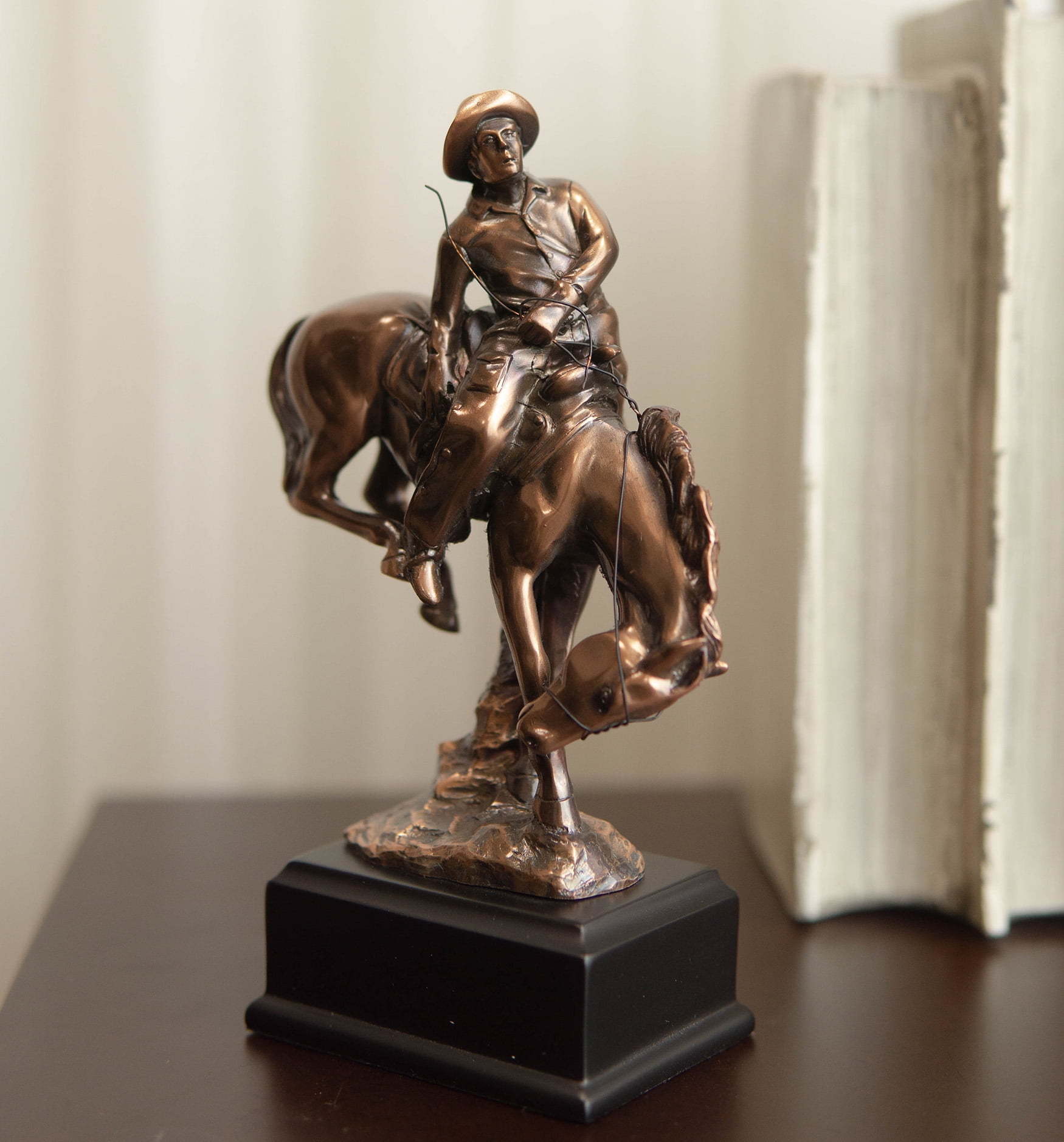 Ebros Rustic Western Rodeo Cowboy W/ Bucking Horse Bronze Electroplated ...