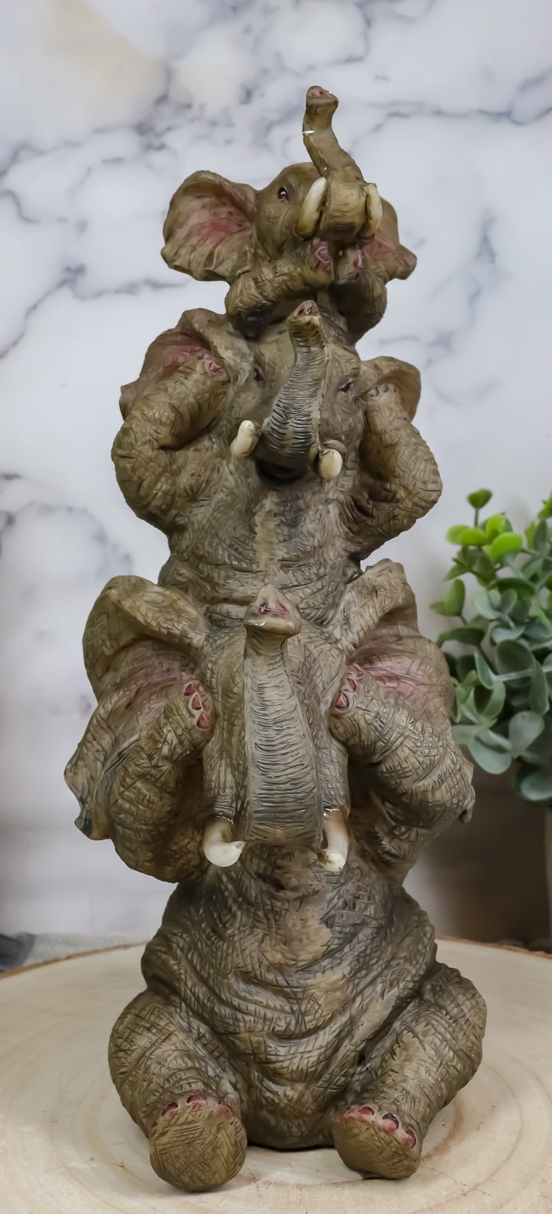 Ebros Safari Acrobats See Hear Speak No Evil Elephants Stacked Figurine ...