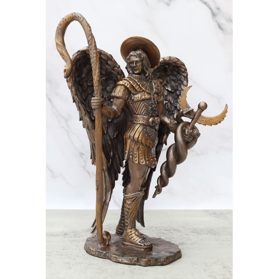 Ebros Saint Raphael The Archangel Holding Healing Staff Statue 13"H ...