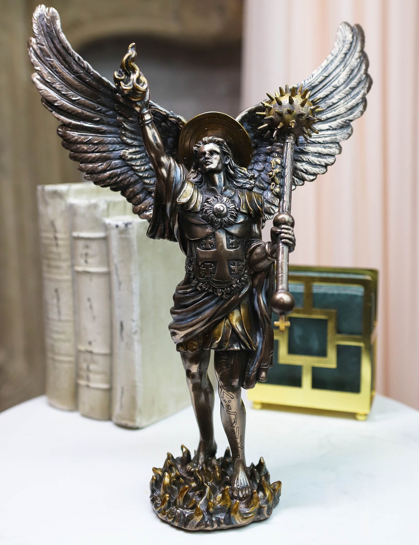 Ebros Saint Uriel Archangel Statue Light of God Cherub Angel of ...