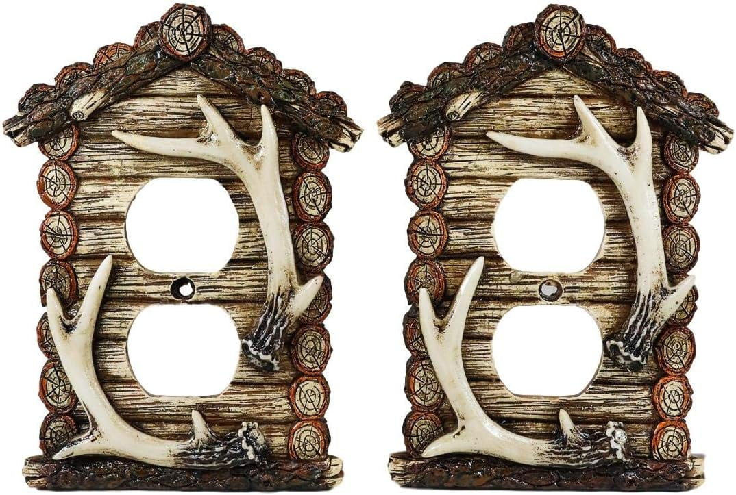 Ebros Set of 2 Novelty Rustic Log Cottage Cabin Home With Deer Antlers ...