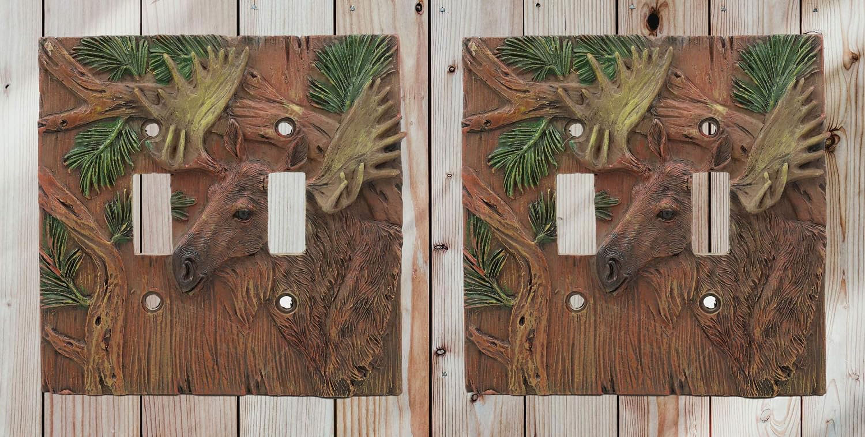Ebros Set of 2 Novelty Woodland Rustic Forest Stag Elk By Pine Boughs ...