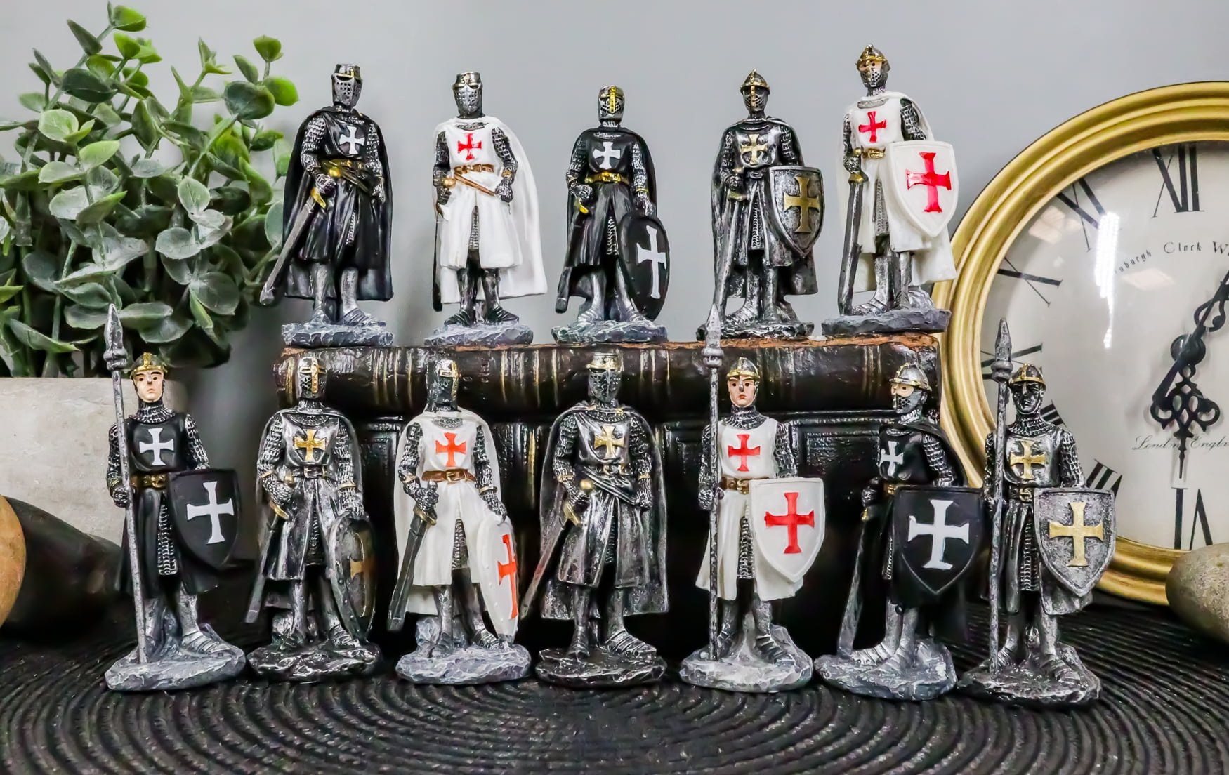 Ebros Set of 12 Medieval Knights Crusaders Figurines Suit of Armor ...