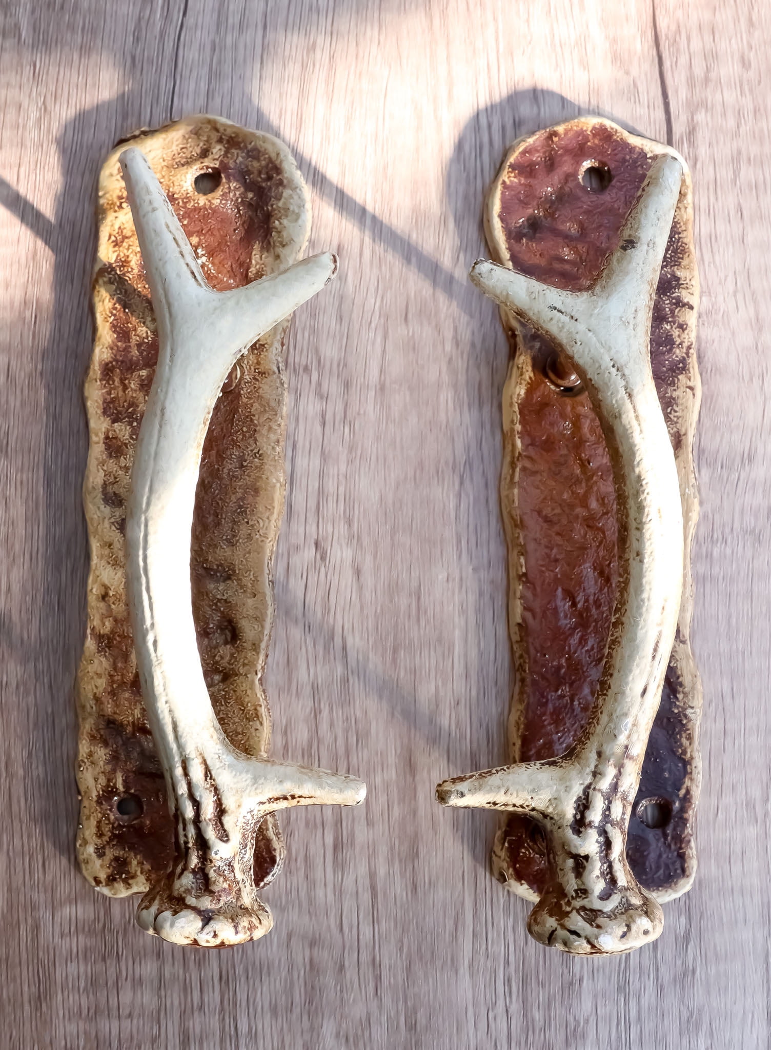 Ebros Set of 2 Western Rustic Deer Antlers Door Pull Handle Hardware ...