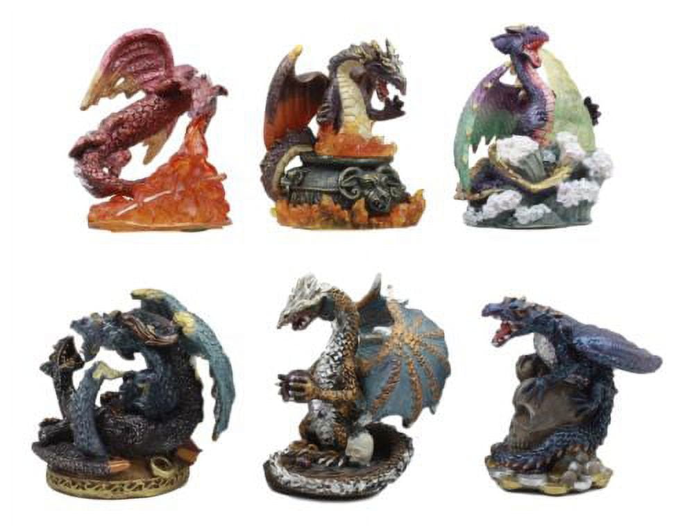 Ebros Set of 6 Fantasy Mini Fire Dragons Figurines Dungeons And Dragons ...