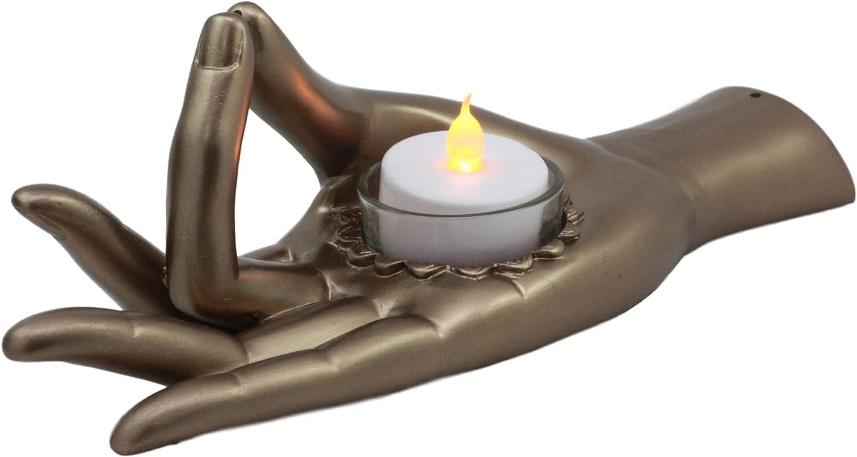 Ebros Shunya Mudra Buddha Palm Votive Candle Holder Figurine 9.25"Long ...