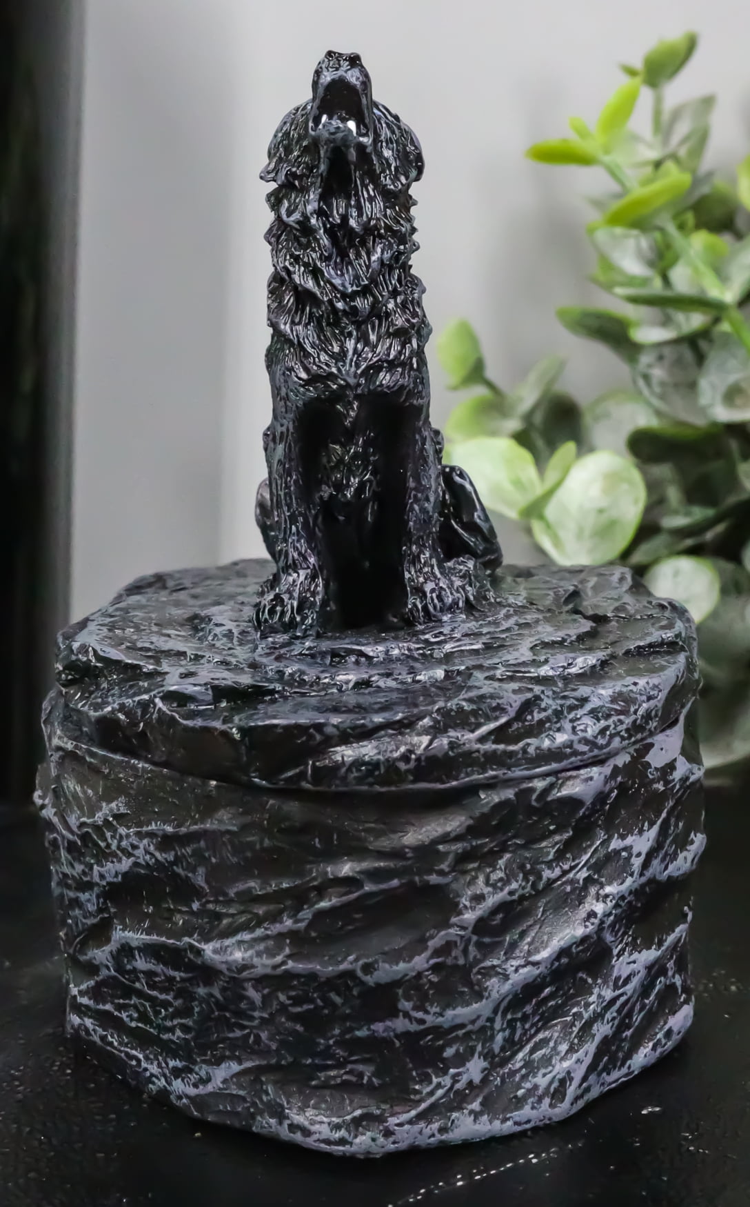 Ebros Single Howling Gray Alpha Wolf Mini Rounded Jewelry Decorative ...
