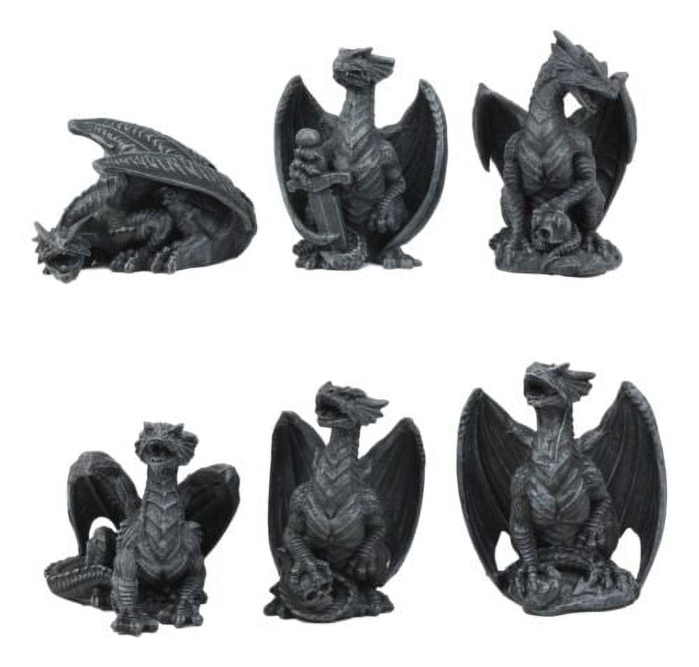Ebros Six Faux Stone Gothic Mini Dragons Statue Set Myths Legends And ...