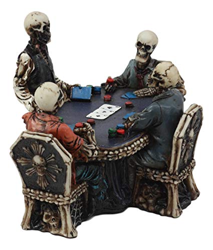 Ebros Skeleton Gamblers for Life Statue 6.25" Long Three Poker Players ...