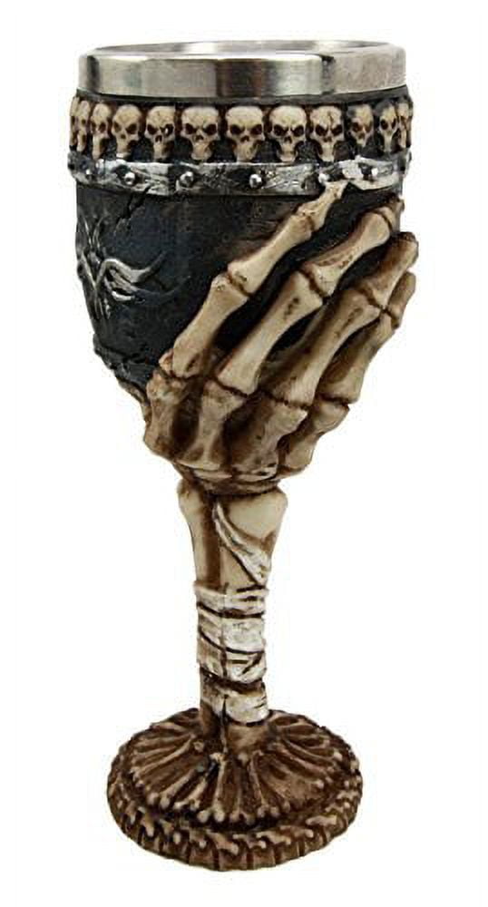 Ebros Skeleton Hand Bones Wine Chalice Goblet 6oz Cup Mummy Grip Of ...