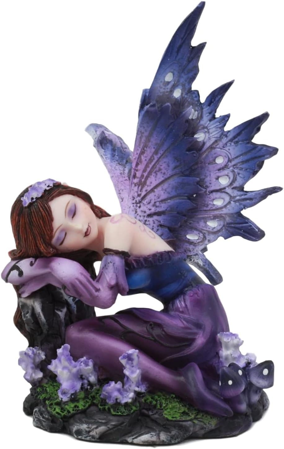 Ebros Sleeping Purple Lavender Girl Fairy Garden Statue 4.5"Tall Fae ...