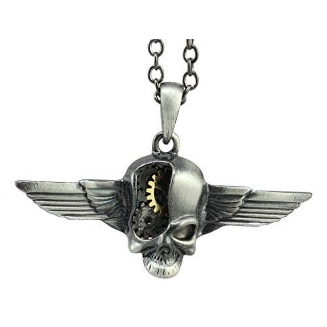 Ebros Steampunk Gearwork Terminator Skull With Angelic Wings Pewter ...