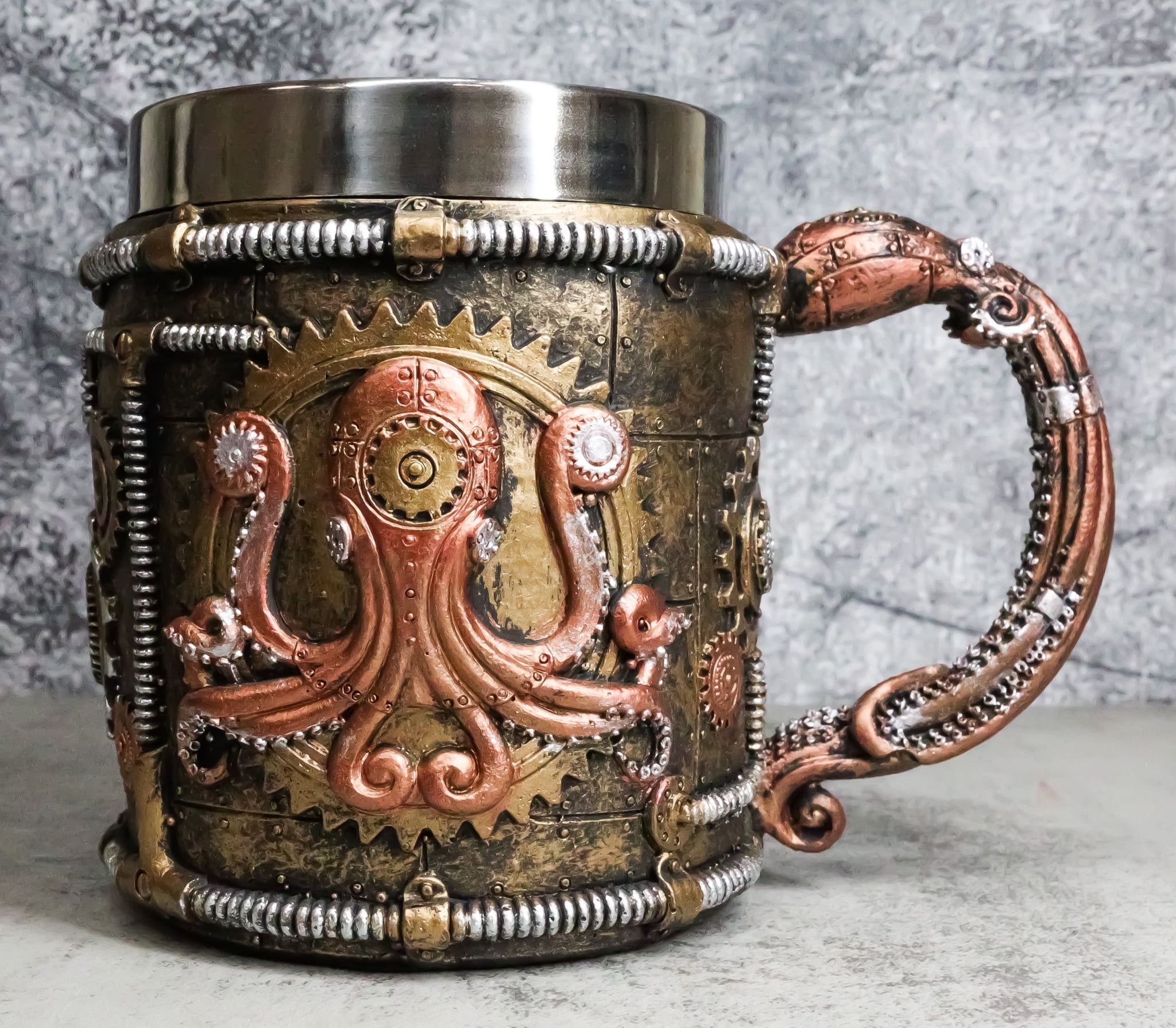 Ebros Steampunk Kraken Octopus Cyborg Drinking Mug Cup 6"W 14 Ounce ...