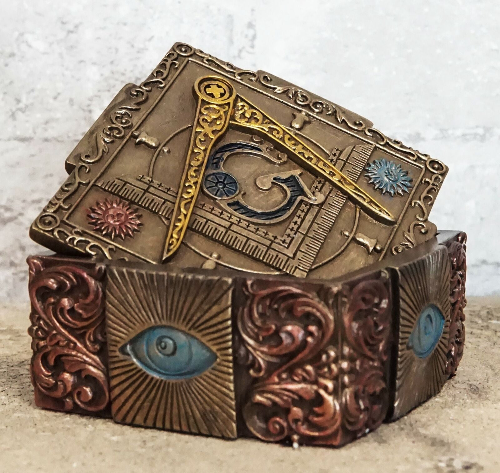 Ebros Stonemasons Masonic Small Decorative Box Jewelry Trinket 4" Long ...
