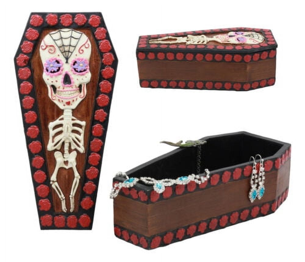 Ebros Sugar Skulls Skeleton Bones Vampire Coffin Jewelry Box Dracula ...