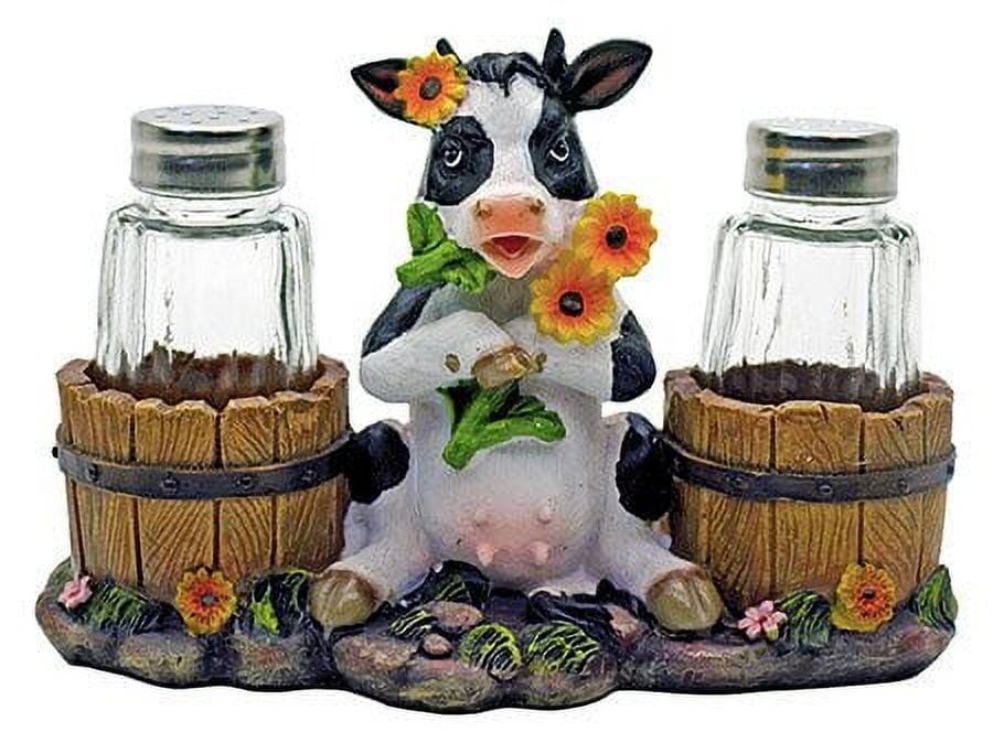 Ebros Sunflower Bovine Cow With Two Country Barrels Salt And Pepper ...