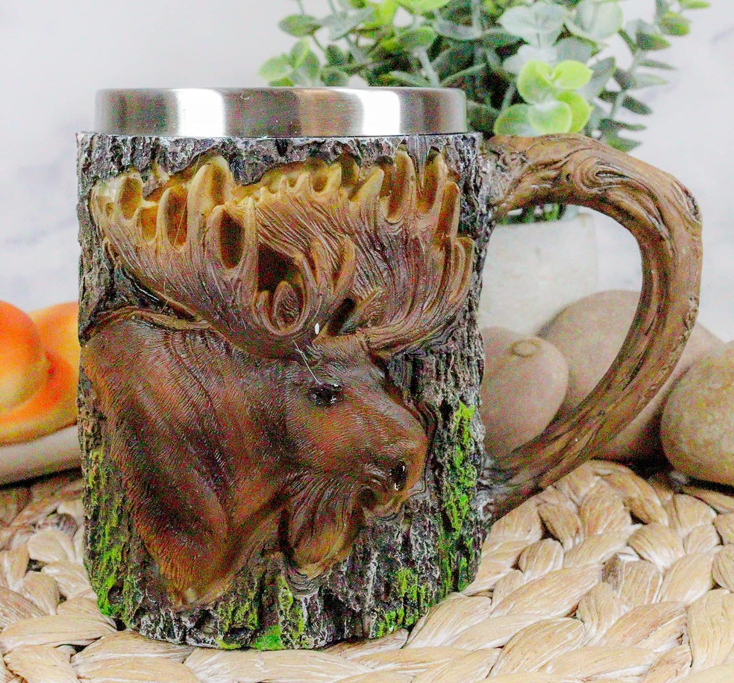 Ebros The Emperor Woodlands Bull Mug Textured With Rustic Tree Design ...