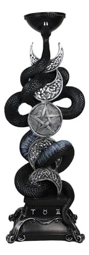 Ebros Triple Moon Pentagram Insignia with Black Slithering Viper Snake ...