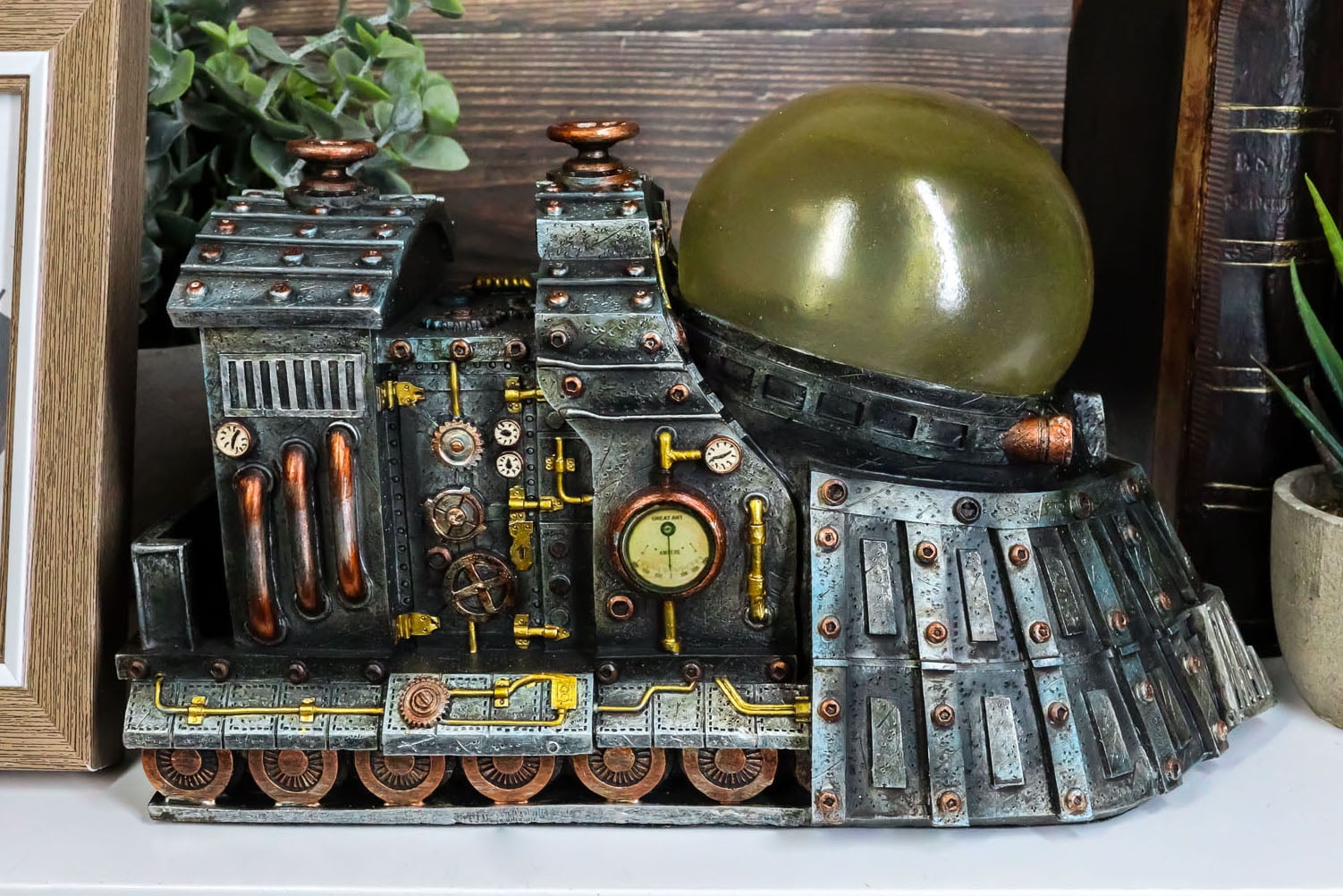 Ebros Vintage Locomotive Engine Train Statue with Multi Color LED Light ...
