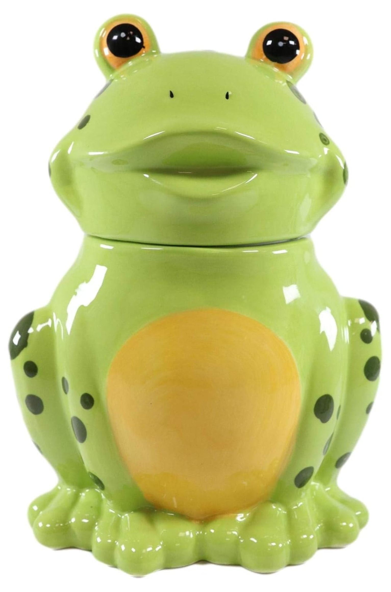 Ebros Whimsical Froggie Croak The Green Spotted Frog Ceramic Cookie Jar ...