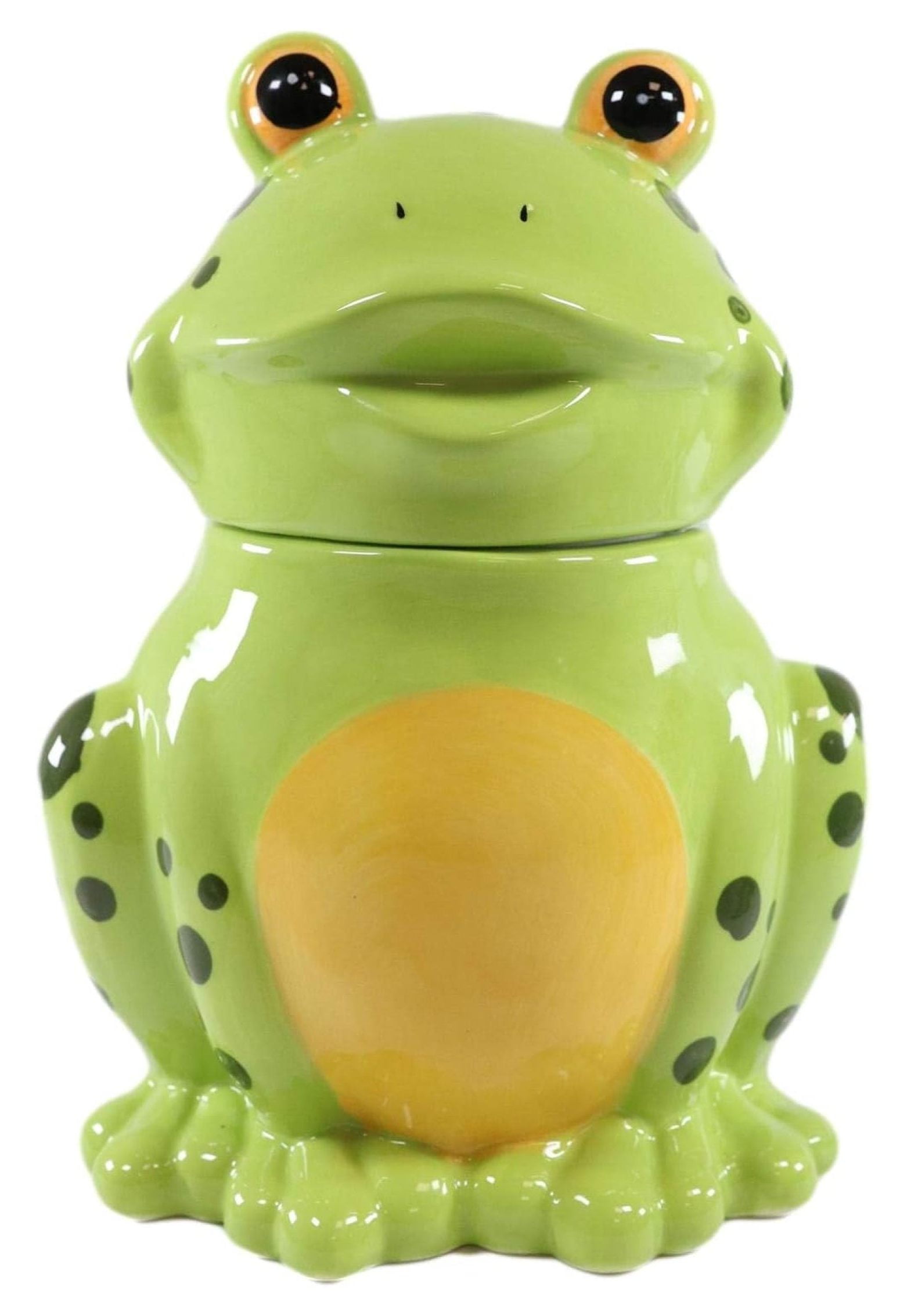Ebros Whimsical Froggie Croak The Green Spotted Frog Ceramic Cookie Jar ...