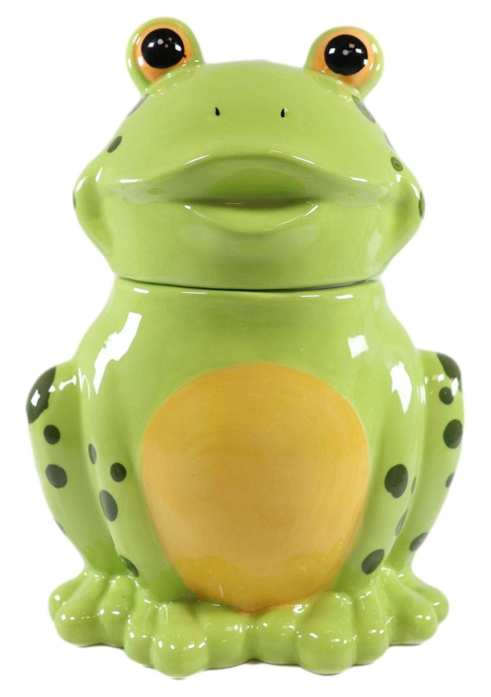 Ebros Whimsical Froggie Croak The Green Spotted Frog Ceramic Cookie Jar ...