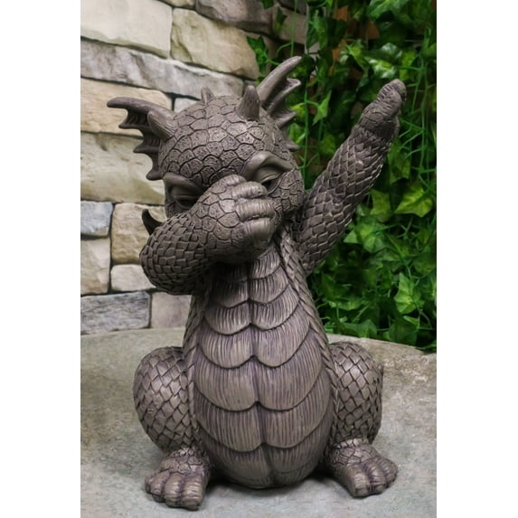 Ebros Whimsical Hip Hop Dabbing Garden Dragon Statue 9.25" Tall Look at ...