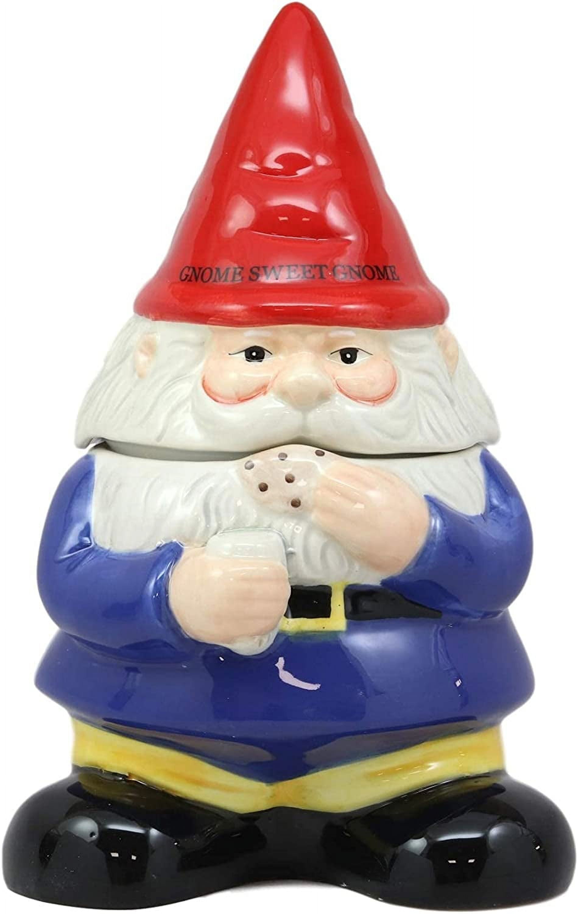 Ebros Whimsical Sweet Tooth Gnome Ceramic Cookie Jar With Air Tight Lid ...