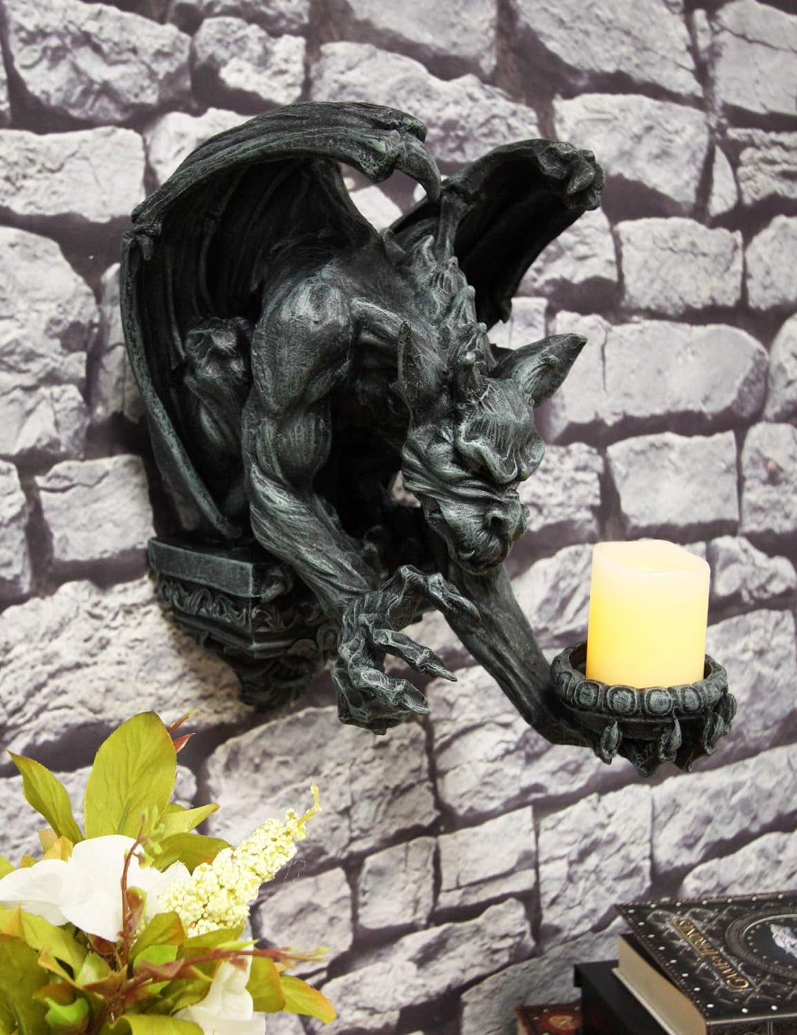 Ebros Whitechapel Manor Winged Servant Gargoyle ative Candle Holder ...