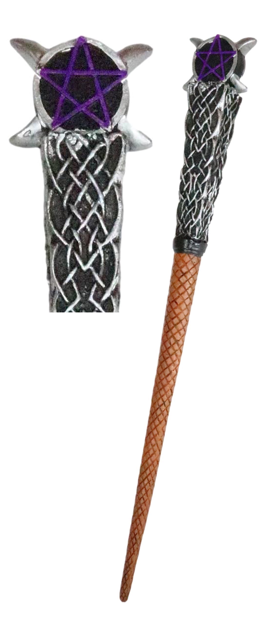 Ebros Wicca Sacred Moon Triple Moon Pentagram Magic Wand Cosplay Prop ...