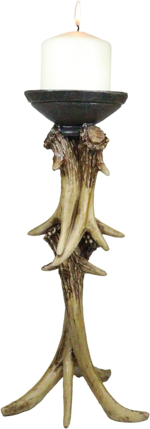 Ebros Wildlife Elk Deer Stag Entwined Antlers Candle Holder Stand 14 ...
