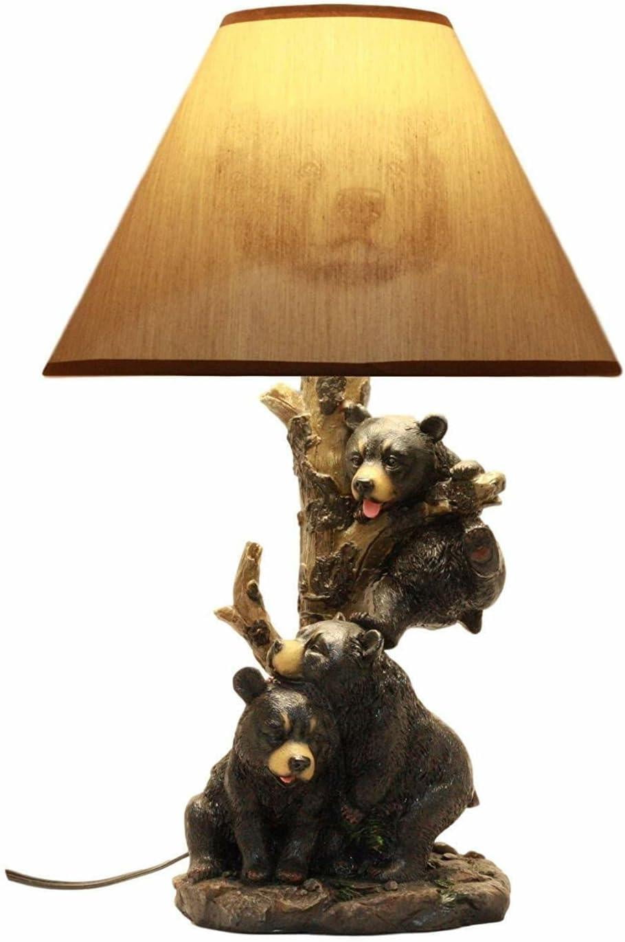 Ebros Wildlife Whimsical Climbing Black Bear Cubs Table Lamp Statue ...