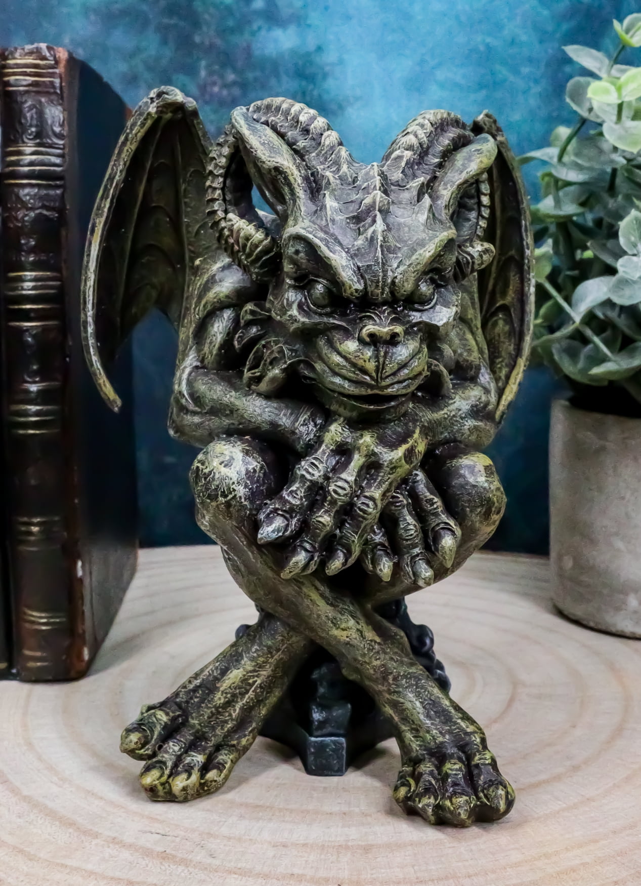 Ebros Winged Ram Horned Gargoyle Sitting On Cathedral Pedestal Statue 6 ...