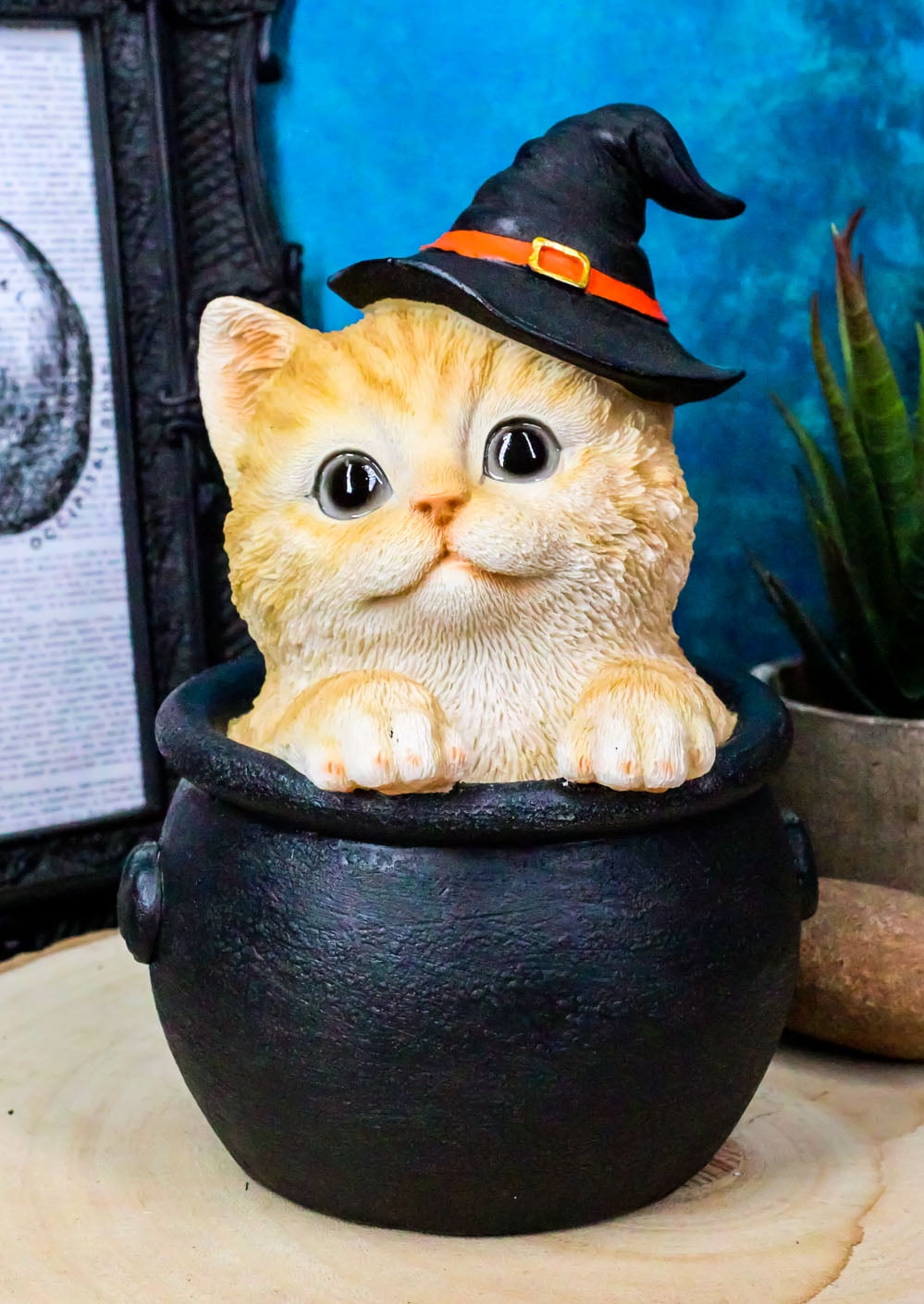 Ebros Witching Hour Halloween Tabby Cat With Witch Hat In Black ...