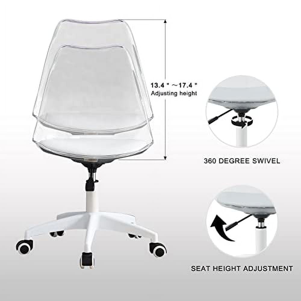 Ebullient Acrylic Clear Desk Chair Modern Home Office Ghost Chairs with ...