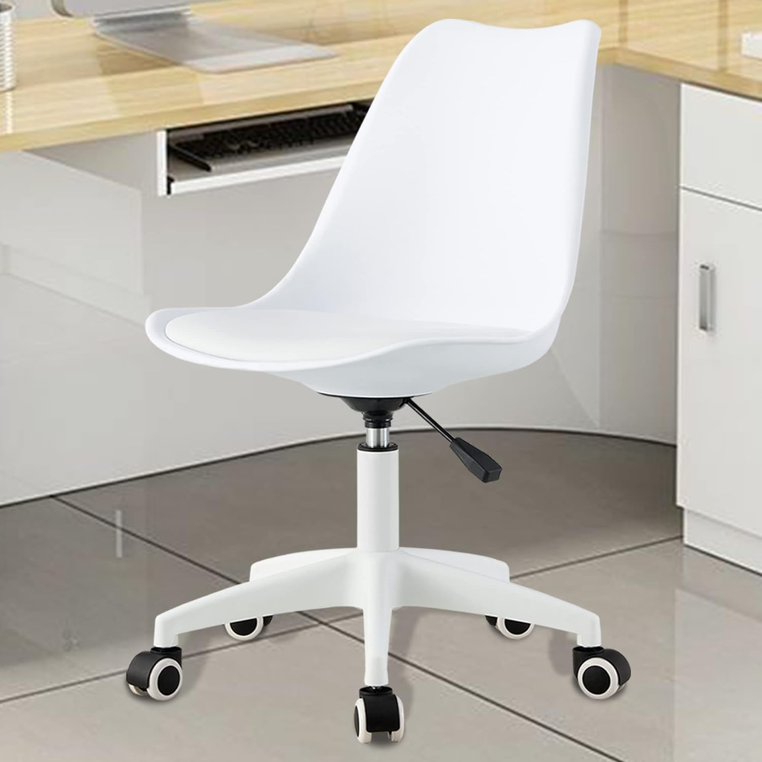 Ebullient Acrylic White Desk Chair Modern Home Office Ghost Chairs with ...
