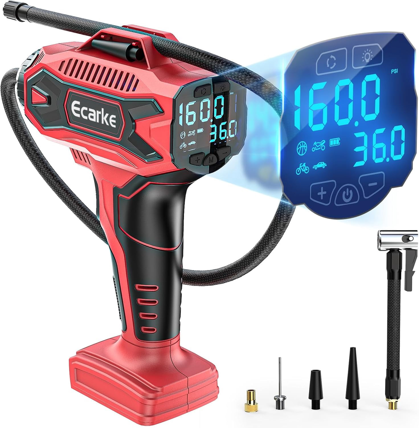 Ecarke Portable 160PSI Cordless Tire Inflator for Milwaukee 18V Battery ...
