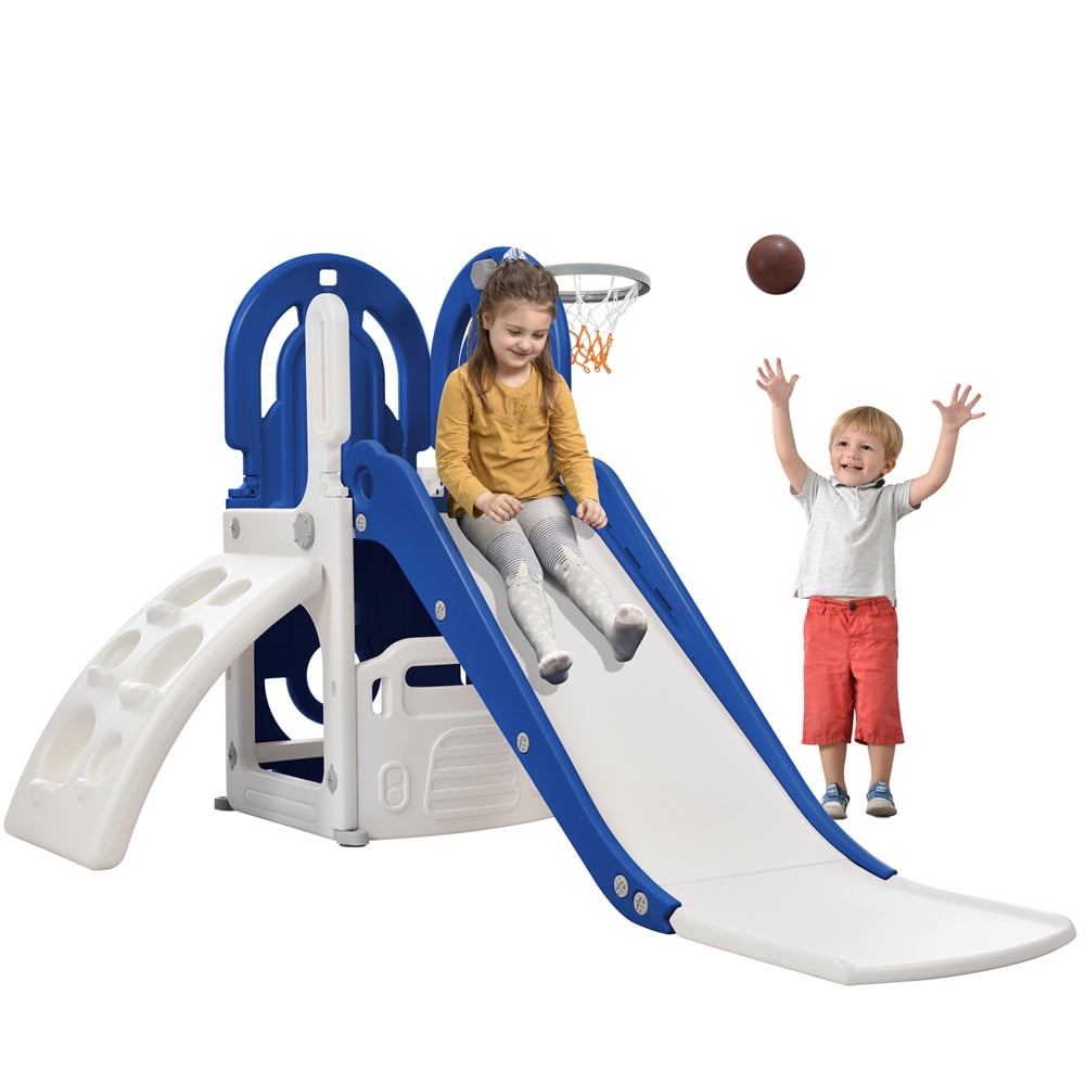 Ecarpat Slide and Swing Set 3 in 1 with Basketball Hoops for Toddler ...