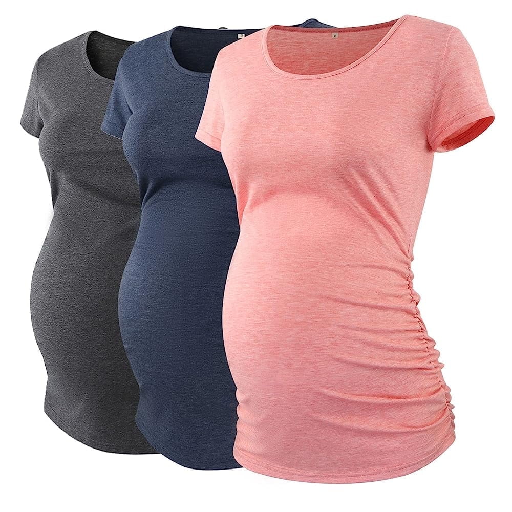 Ecavus Maternity Tops Short Classic Versatile Style Mama Pregnancy ...
