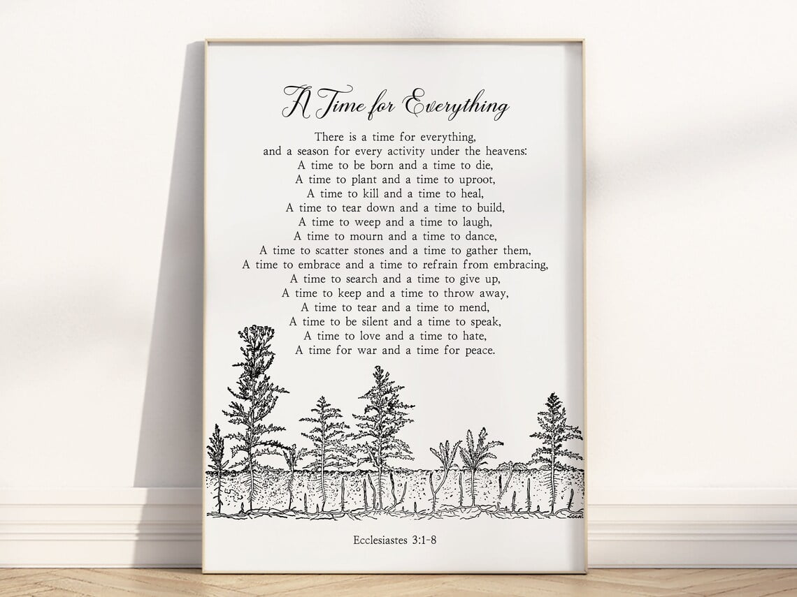 Ecclesiastes 3:1-8 A Time For Everything Bible Verse Wall Art ...