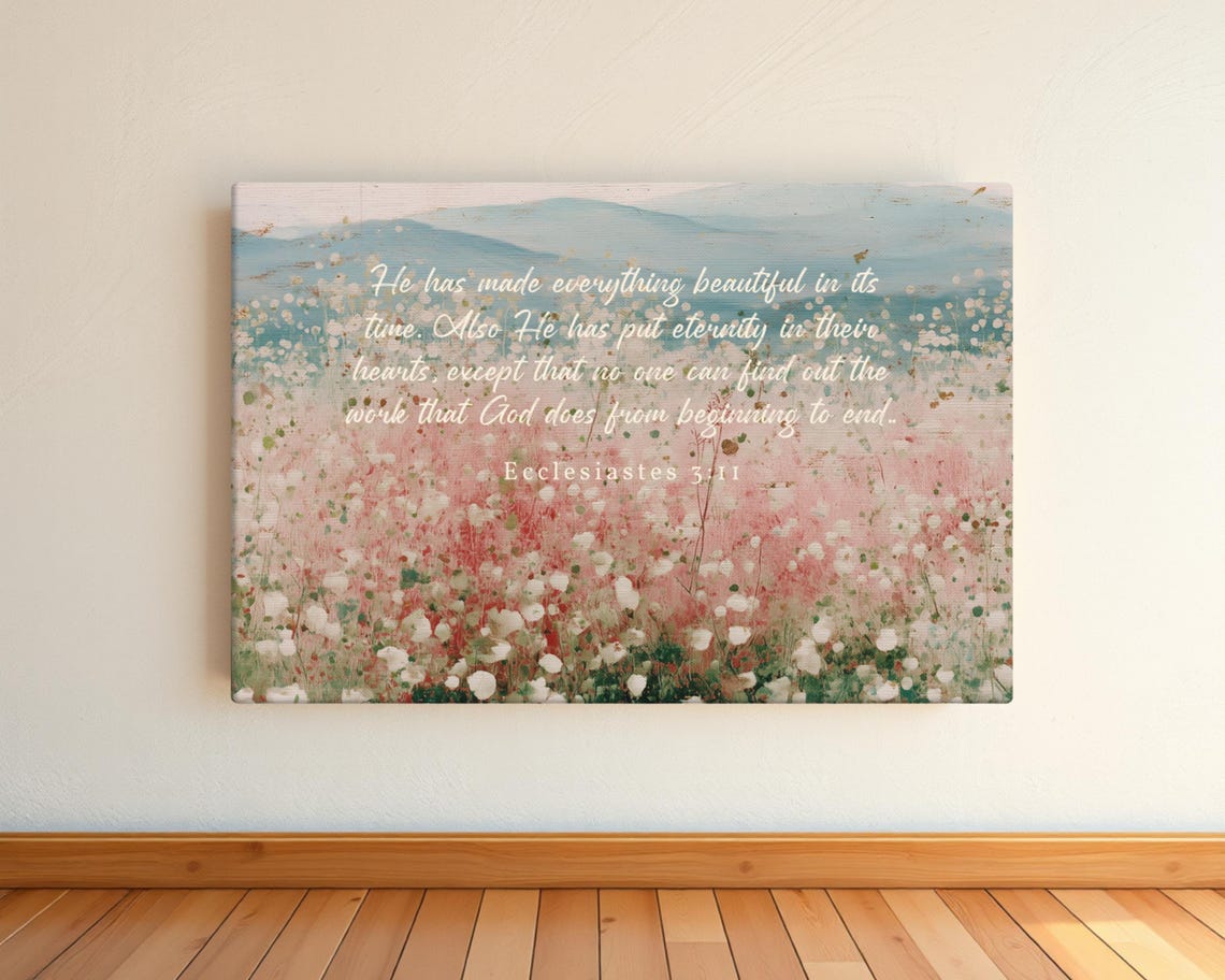 Ecclesiastes 3:11 Print Poster, Christian Floral Decor, Bible Verse Art ...