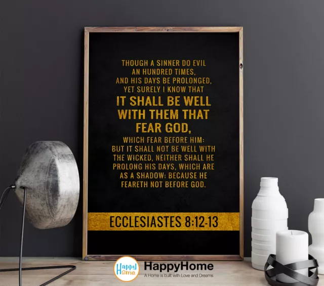 Ecclesiastes 8:12-13 Bible Verse Wall Art Bible Christian Poster Wall ...
