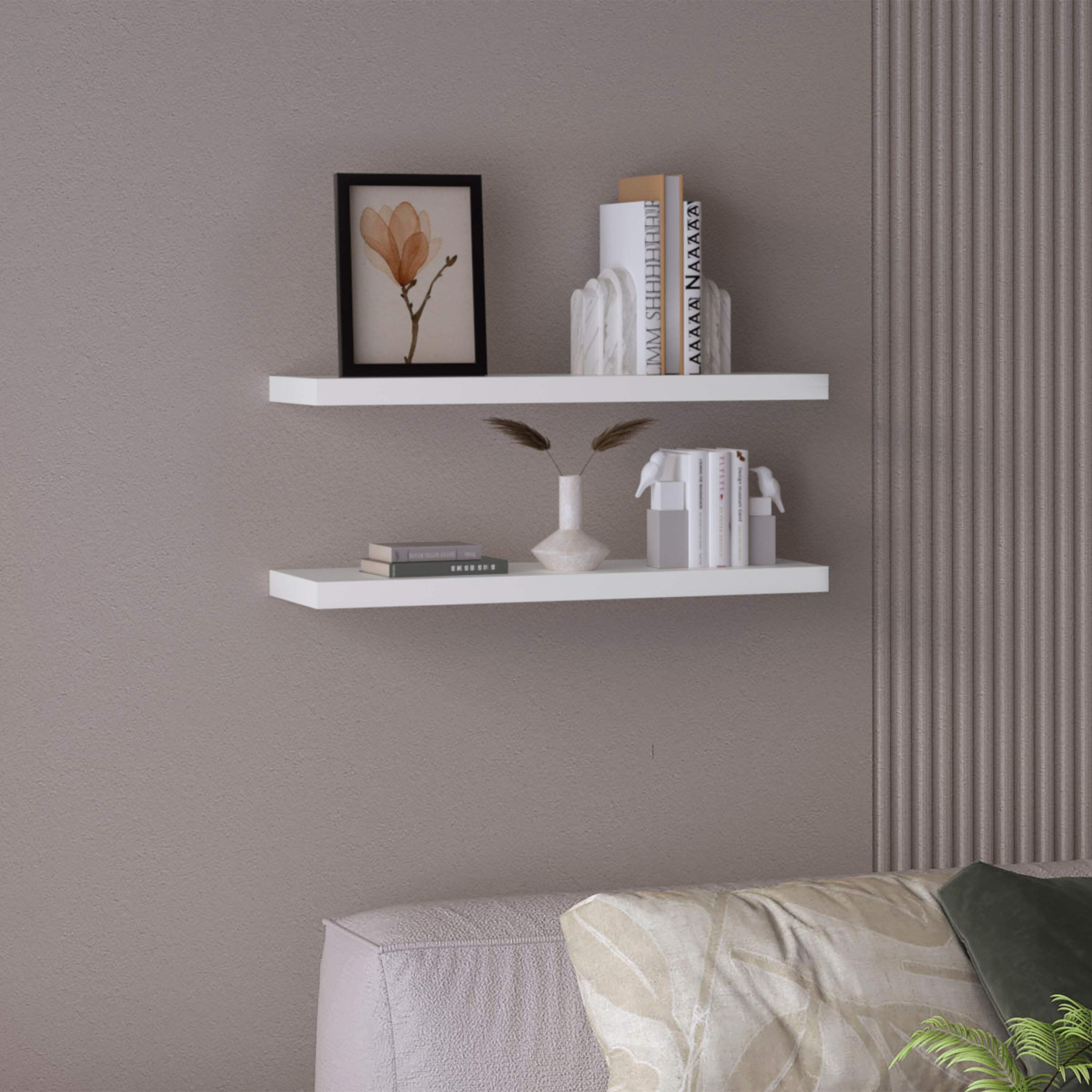 Ecco 31.5" Wide Floating Shelves Set Of 2, Shelves For Wall Decor For ...