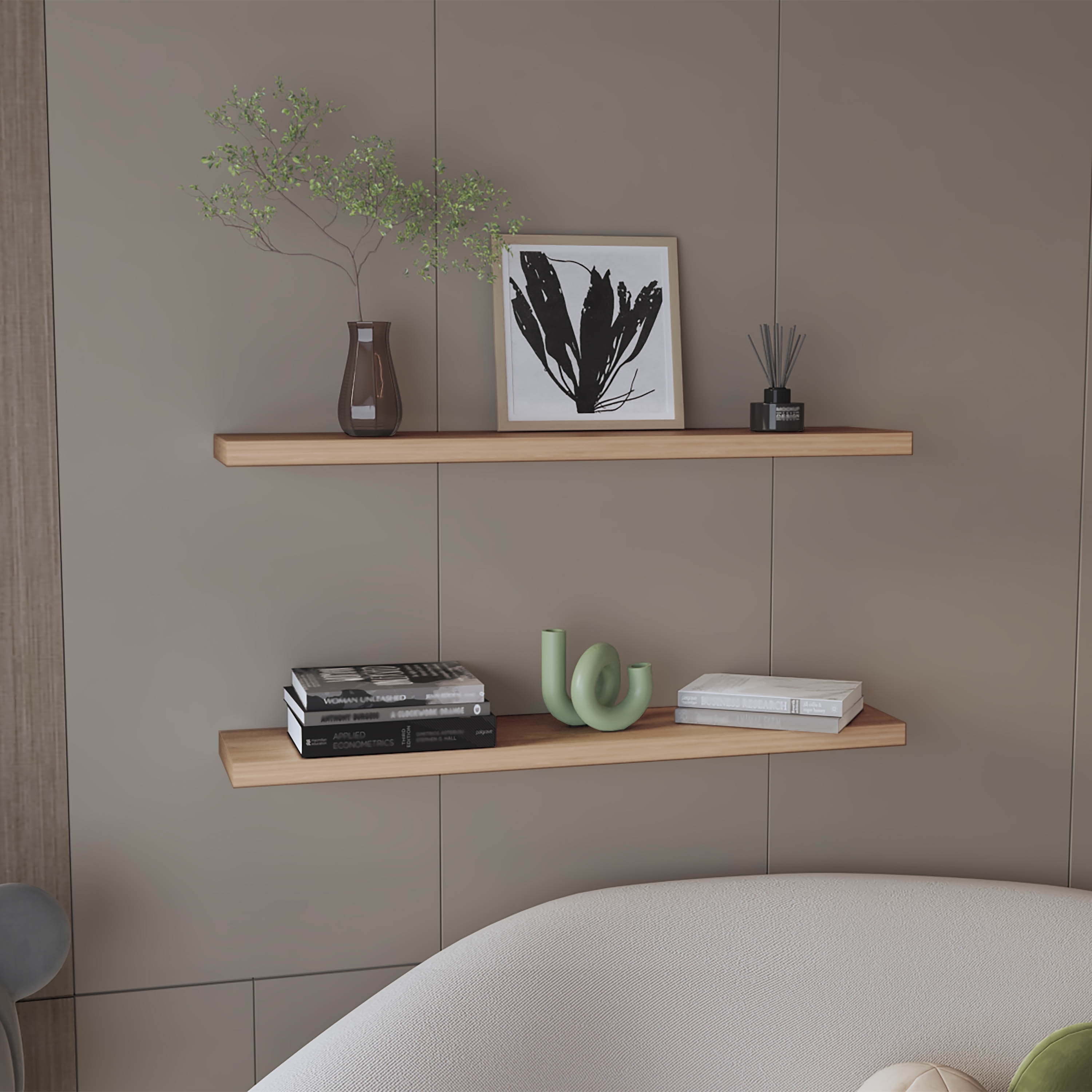 Ecco 47" Wide Floating Shelves Set of 2 - Stylish Pine Wall Decor ...