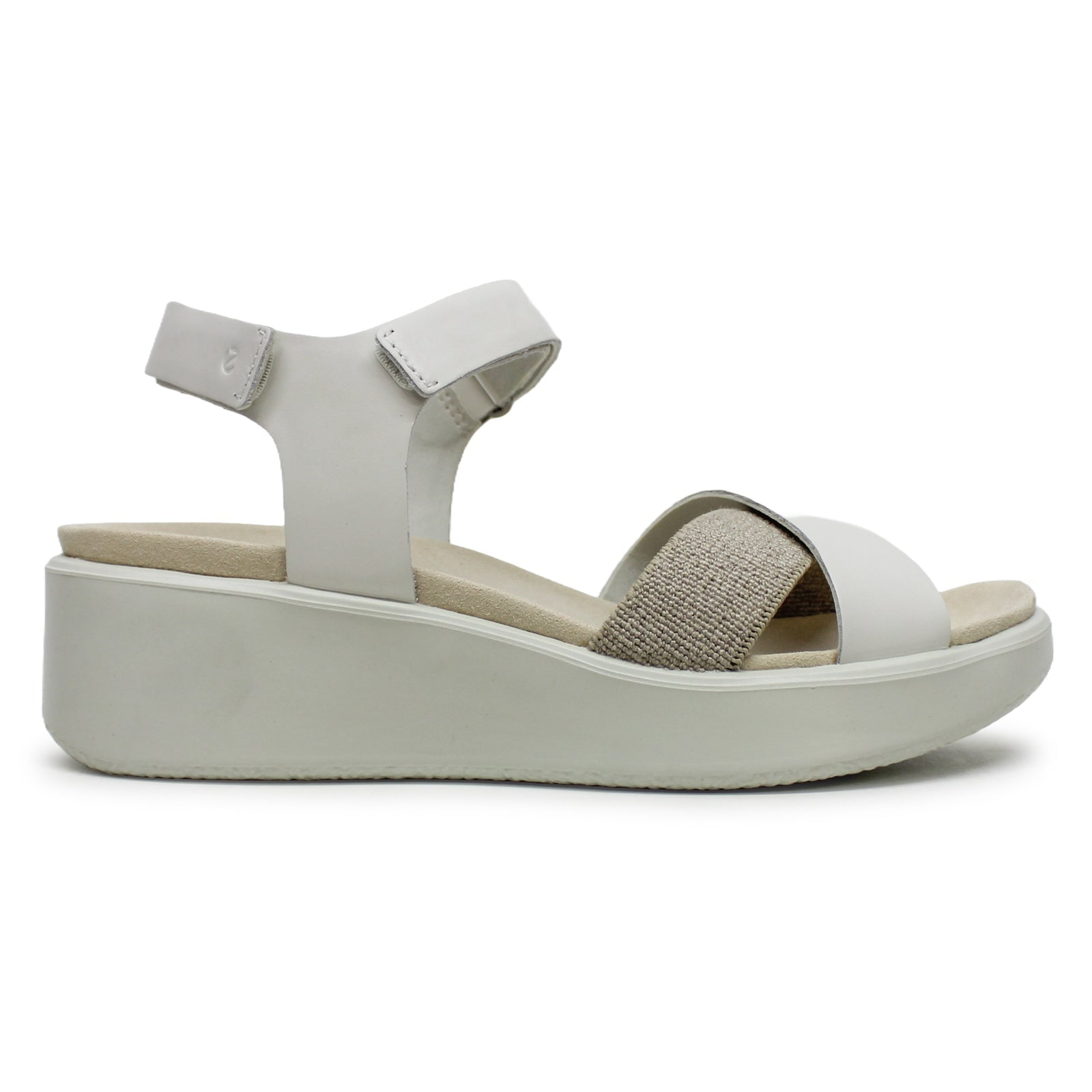 Ecco Womens Flowt Wedge LX 273323 Leather White Sandals 8-8.5 US ...