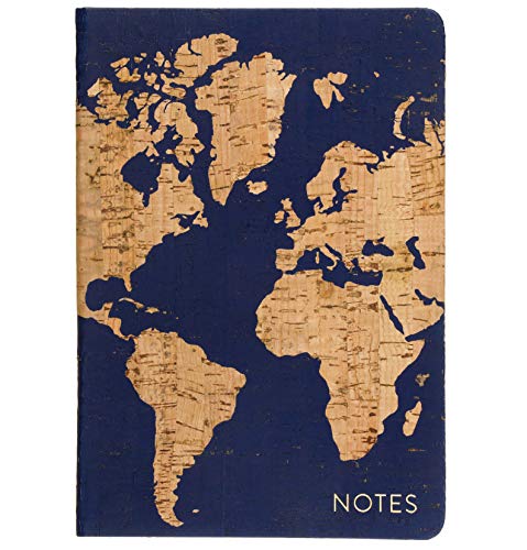 Eccolo Style Journal, 256 Lined Pages Notebook, Cork Cover With World ...