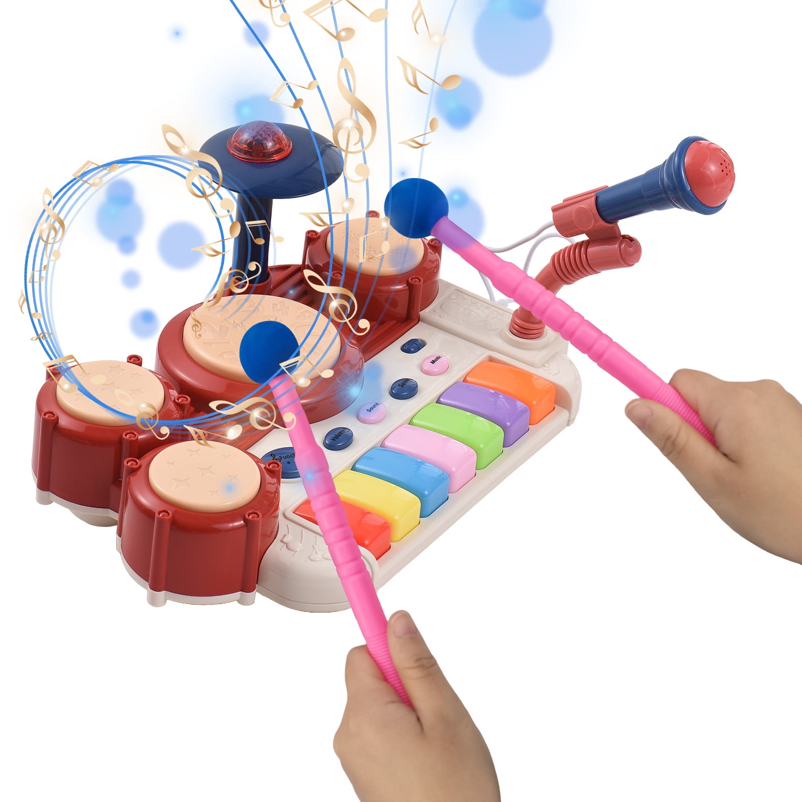 Eccomum 2 in 1 Musical Instruments Toys withmic,Electronic Piano ...