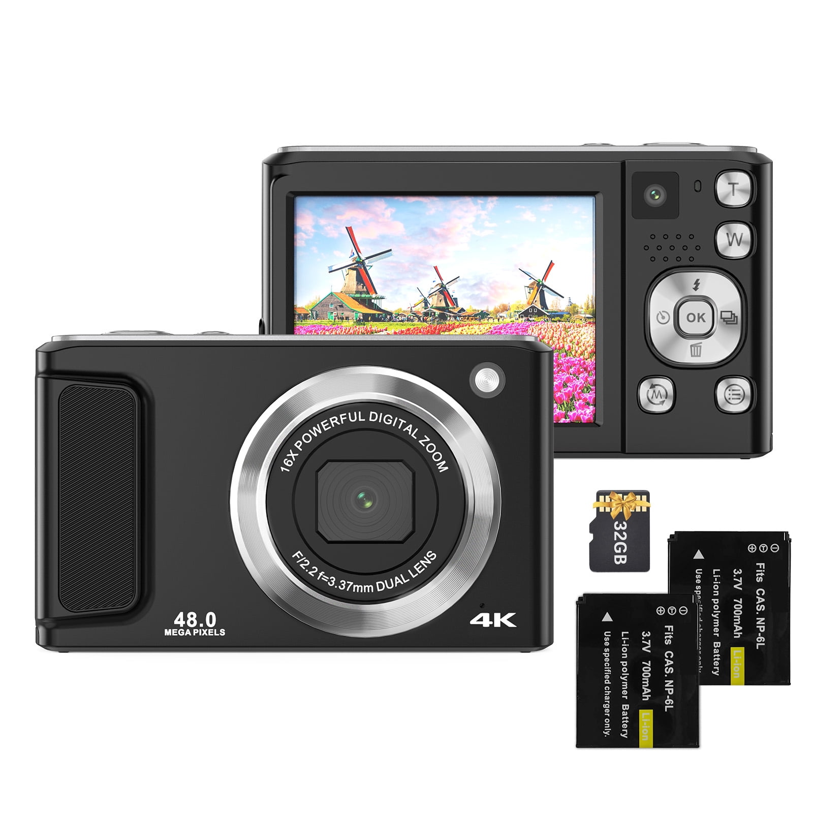Eccomum 4K Digital Camera with Autofocus Front and Rear Cameras with ...