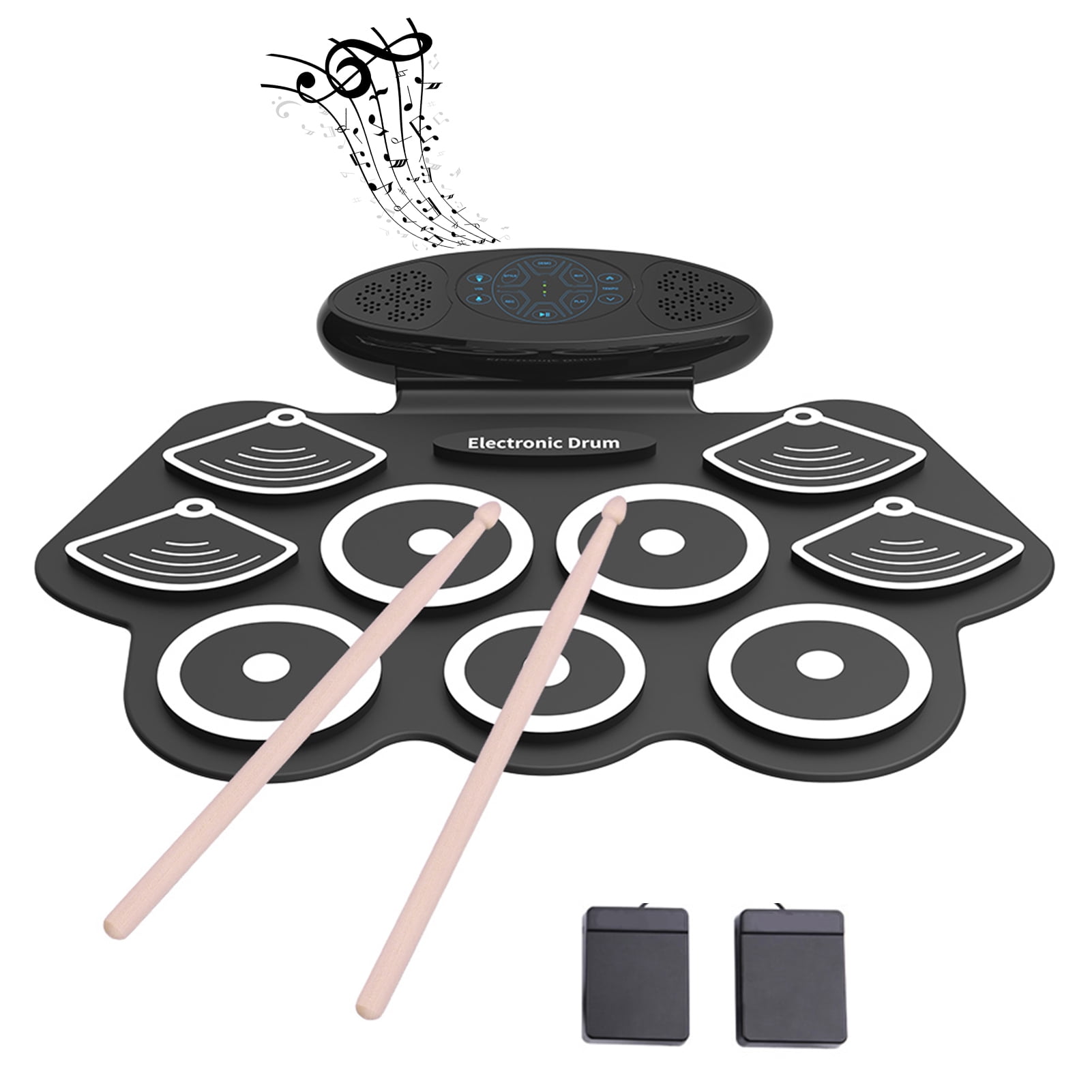 Eccomum 9 Pads Portable Drum Pad Electric Set, Bluetooth, Silicone ...