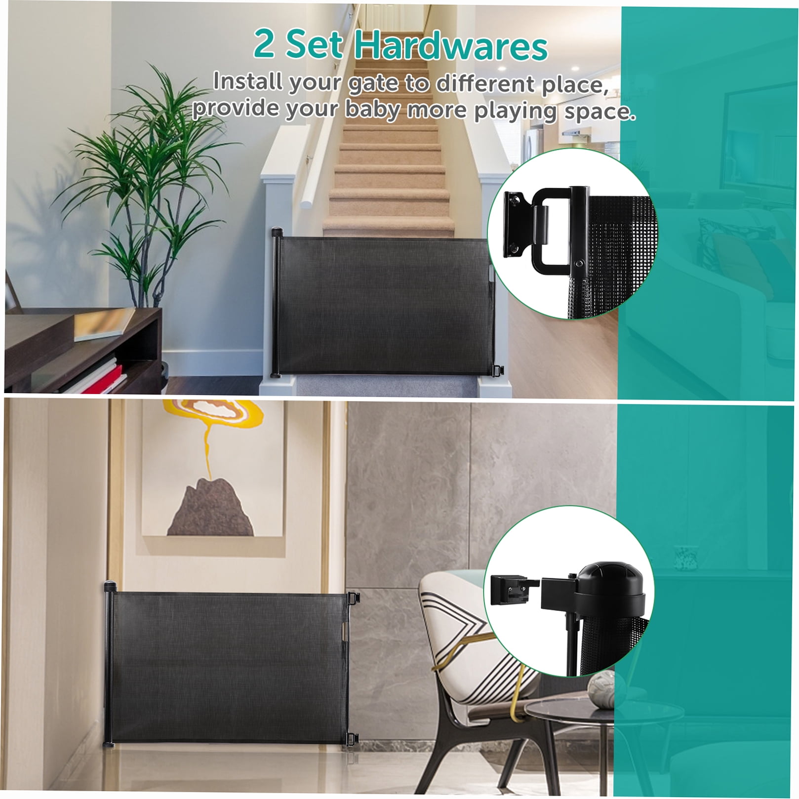 Eccomum Baby Safety Fence 61 Inch Wide Mesh Barrier, 34 Inch Tall ...